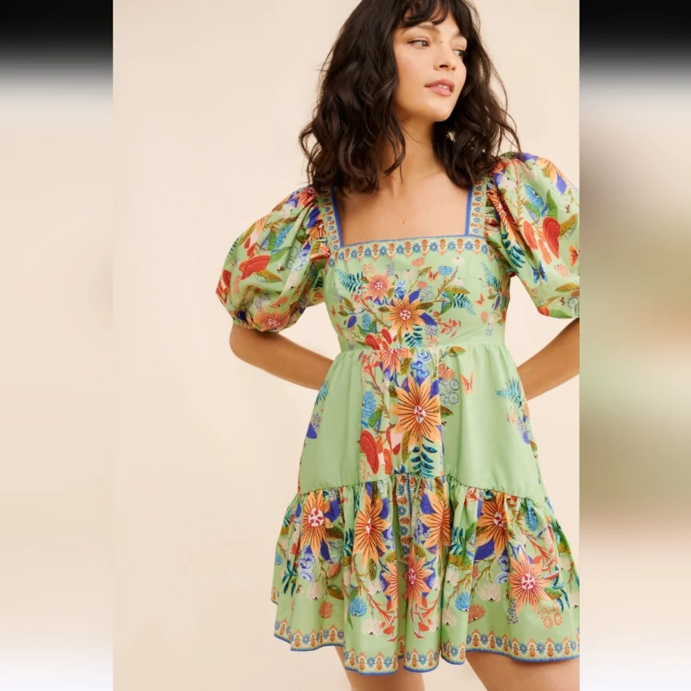 Green Bright Yard Mini Dress